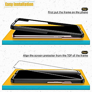 UniqueMe [3+3 Pack Compatible with Samsung Galaxy S21 5G - 6.2 inch Tempered Glass + Camera Lens Protector Screen Protector with Easy Installation Frame[9H Hardness][Not for Samsung S21 Plus]