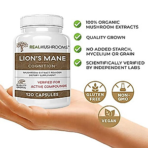 Real Mushrooms Lions Mane for Humans (120ct) and Pets (120ct) - Bundle for Cognition & Immunity - Vegan, Non-GMO, Gluten-Free, Grain-Free Mushroom Extract Supplements