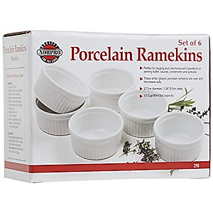 Norpro 3oz/90ml Porcelain Ramekins, Set of 6, One Size, White