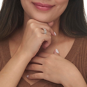 PalmBeach 18k Yellow or Rose Gold Plated or Sterling Silver Round Cubic Zirconia Filigree Eternity Ring Size 9