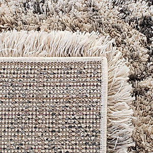 SAFAVIEH Iceland Shag Collection Area Rug - 9' x 12', Cream & Grey, Modern Design, Non-Shedding & Easy Care, 2.5-inch Thick Ideal for High Traffic Areas in Living Room, Bedroom (ISG514A)