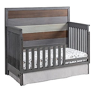 Soho Baby 48011570 Cascade Premium 4-in-1 Convertible Crib, Flat-Top Headboard, Wire Brush Multi-Tone Gray Finish, GreenGuard Gold Certified