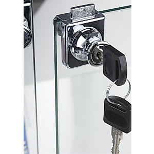 Displays2go Retail Display Cabinets with Glass Shelving, LED Light, MDF Laminate & Aluminum – Silver (LESC10478S)