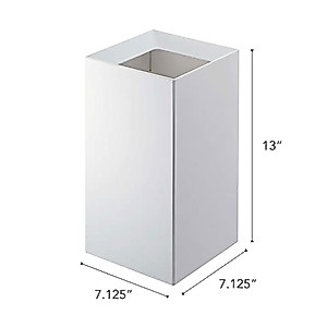 Yamazaki Home Trash Can - Modern Open Top Garbage Waste Bin Basket with Handle, Plastic, Short, 2.4 gallons, 9 liters, Handles, Lid, No Assembly Req., White