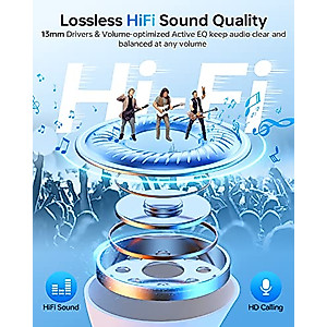 KTGEE Wireless Earbuds, Bluetooth 5.3 Headphones 40Hrs Playtime with Charging Case, IPX5 Waterproof Stereo in-Ear Earphones with Microphone for iPhone Android Cell Phone Sports Workout Gaming, White