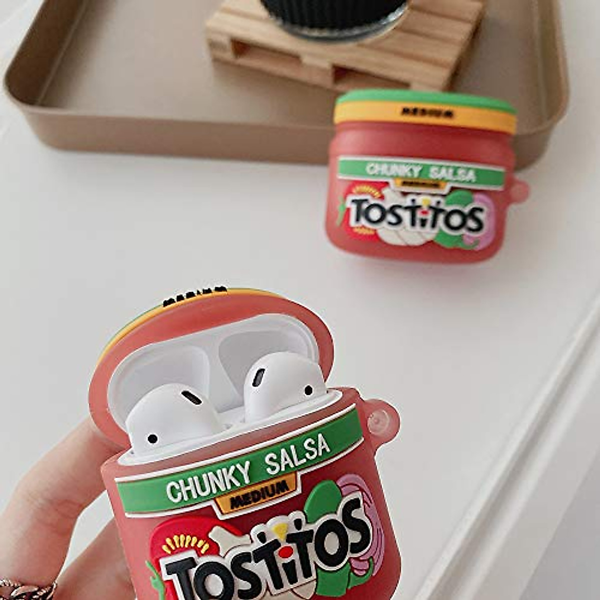 UB Tengin Case for AirPods 1&2, 3D Cute Cartoon Funny Cover Food Drink Bottle Soft Silicone Design，Accessories with Keychain,for Girls Boys Teens Kids Dedicated AirPods Case (tostitos)