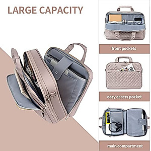 EMPSIGN 17.3 Inch Laptop Bag, Large Capacity Expandable Briefcase for Women & Men Business Office, Water-Repellent Laptop Case Travel Computer Bag with RFID Pockets, Dusty Pink