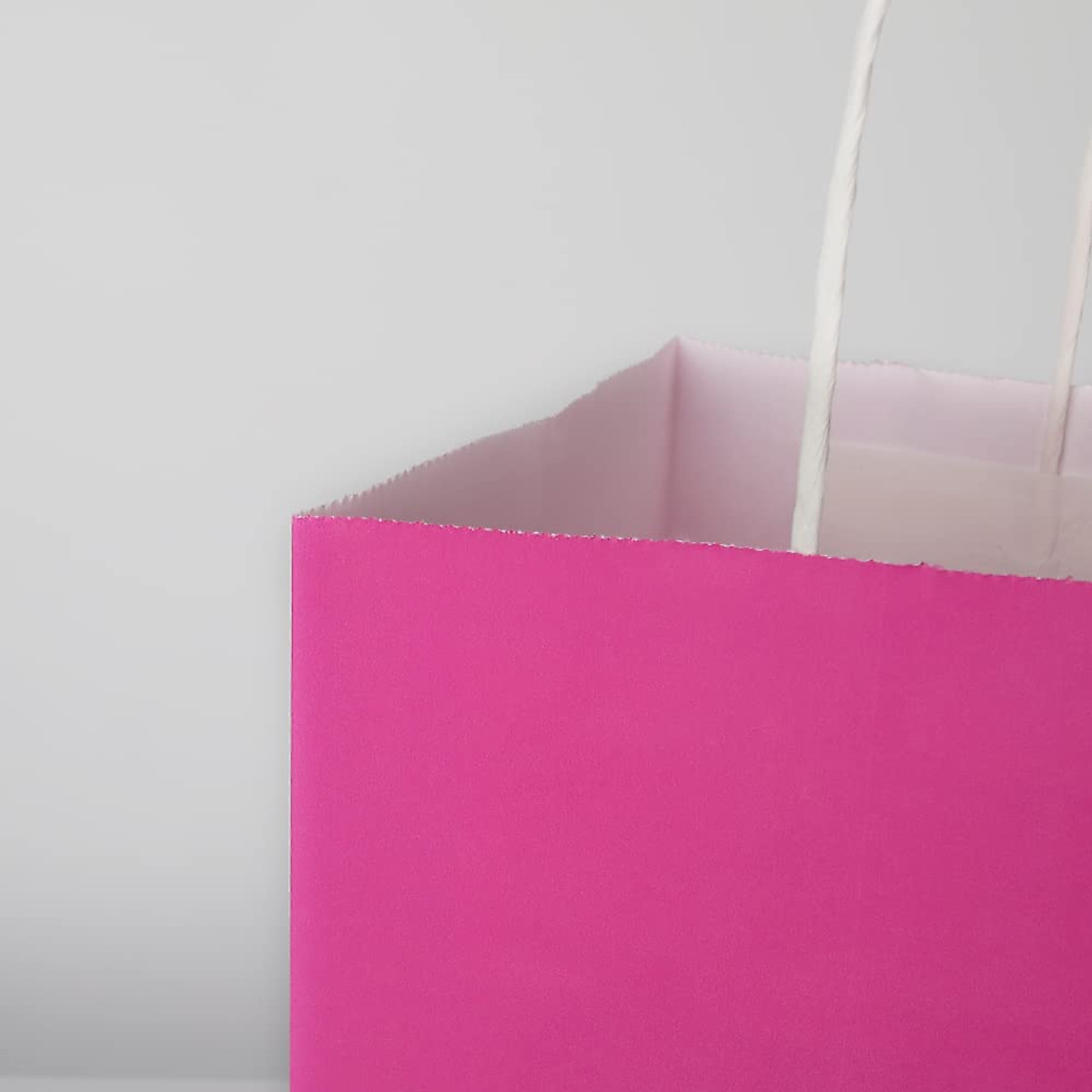 Each 100 Pack Medium Fuchsia & Yellow Kraft Paper Gift Bags with Handles Bulk