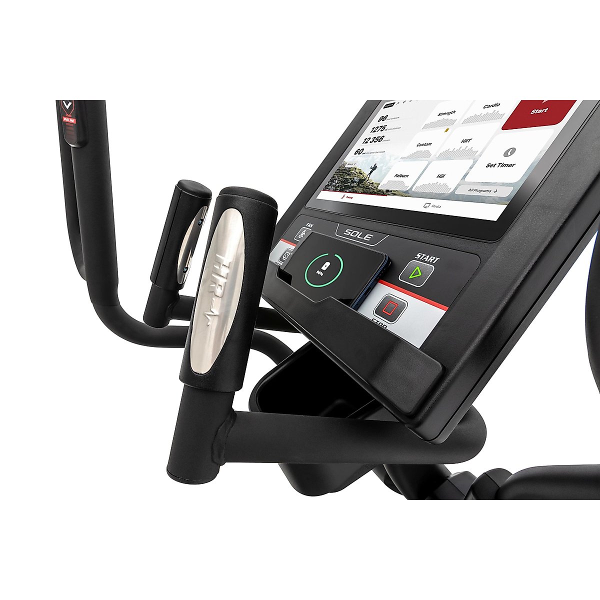 New 2023 Elliptical Exercise Machine by Sole Fitness, Home Workout Equipment for Cardio, Running, and Walking, 13.3" Touch Screen, 20" Stride Length, Bluetooth, and Heart Rate Monitoring (Sole E98)