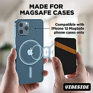 VIBESIDE Magsafe Wallet Compatible with iPhone 14 & iPhone 13 Pro Max – Mag Safe Secure Credit Card Holder – Vegan Leather. Magnetic Card Wallet Holder - Apple iPhone 14,13,12 Compatible