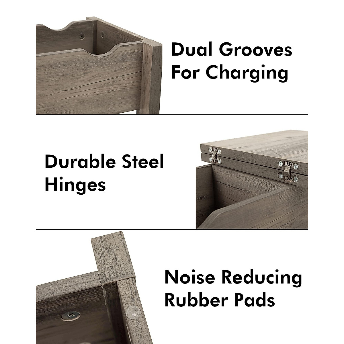 Awescuti Narrow End Table with Charging Station - Farmhouse Slim Side Table Set of 2, w/USB Ports Power Outlets, Nightstand w/Flip Top Storage Drawer, for Small Spaces Living Room Bedroom, Gray