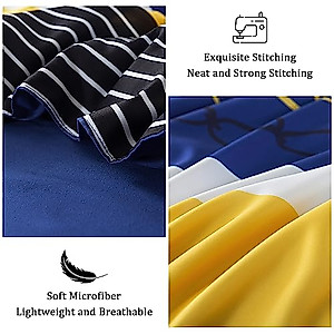 8 Pieces Bed in a Bag Stripe Comforter Set Queen Size,Patchwork Striped Comforter with Sheets Set Soft Microfiber Boho Bedding Sets (Yellow Blue)