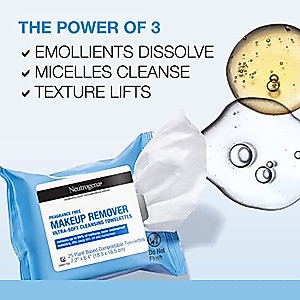 Neutrogena Fragrance-Free Makeup Remover Face Wipes, Daily Facial Cleansing Towelettes for Waterproof Makeup, Dirt & Oil, Gentle, Alcohol- & Fragrance Free, 100% Plant-Based Fibers, 25 ct