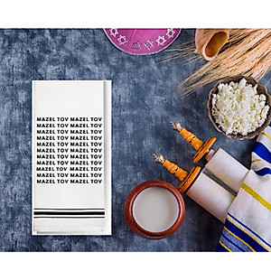 Luti Kitchen Towel Set Jewish Kosher Cooking - Mazel Tov Celebration, Shabbat Meals Set of 2