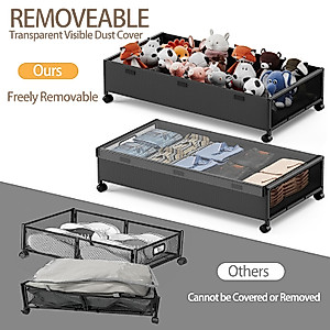 KITHELP Under Bed Storage Containers with Wheels, 2 Pack Underbed Shoe Storage Organizer with Removable Lids, Large Rolling Under Bed Storage Dresser Drawers for Clothes Toys Shoes Blankets