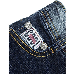 KIDSCOOL SPACE Baby Girl Boy Jeans,Little Kid Elastic Band Inside Ripped,Embroidered Decor Denim Pants,Black,12-18 Months