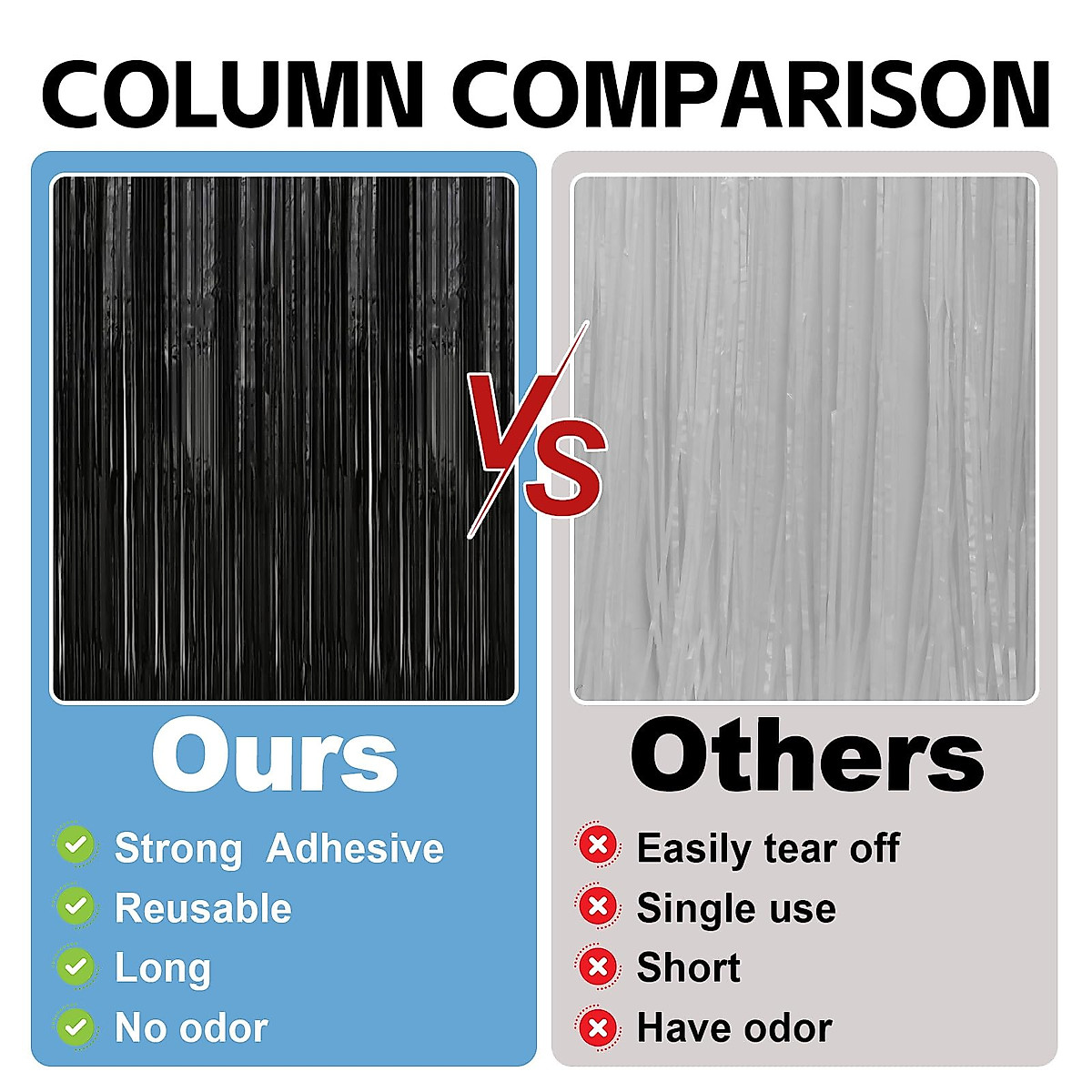 pabues 5 Pack 3.3 x 6.6 FT Black Foil Fringe Backdrop Curtain, Streamer Backdrop Curtains, Streamers Birthday Party Decorations, Fringe Backdrop for Graduation, Baby Shower, Gender Reveal