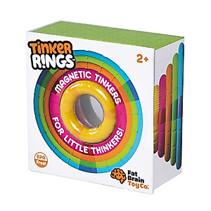 Fat Brain Toys Tinker Rings - Set of 5 Magnetic Stacking & Tactile Rings, Ages 2+