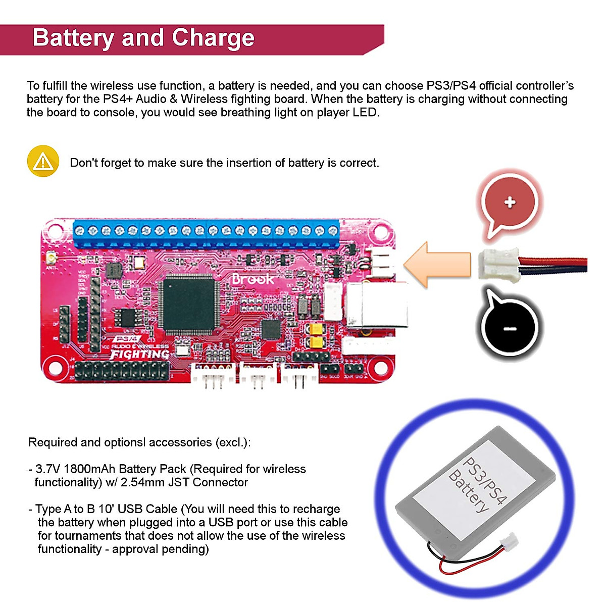 Mcbazel Brook Wireless Fighting Board for PS3/PS4/PS5/N-Switch/PC Support Two Analog Sticks/Turbo Function/Tournament Mode/Touchpad (PS4)