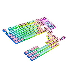 Ranked Pudding v2 PBT Keycaps | 145 Double Shot Translucent ANSI US & ISO Layout | OEM Profile for Full Size, TKL, 75%, 65% and 60% RGB Mechanical Gaming Keyboard (Miami)