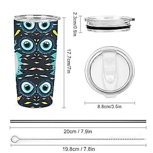 FHENMSA Stainless Steel Insulated Travel Coffee Mug,Evil Eyes Print Reusable Car Cup,Thermal Cup for Outdoor with Straw And Lid