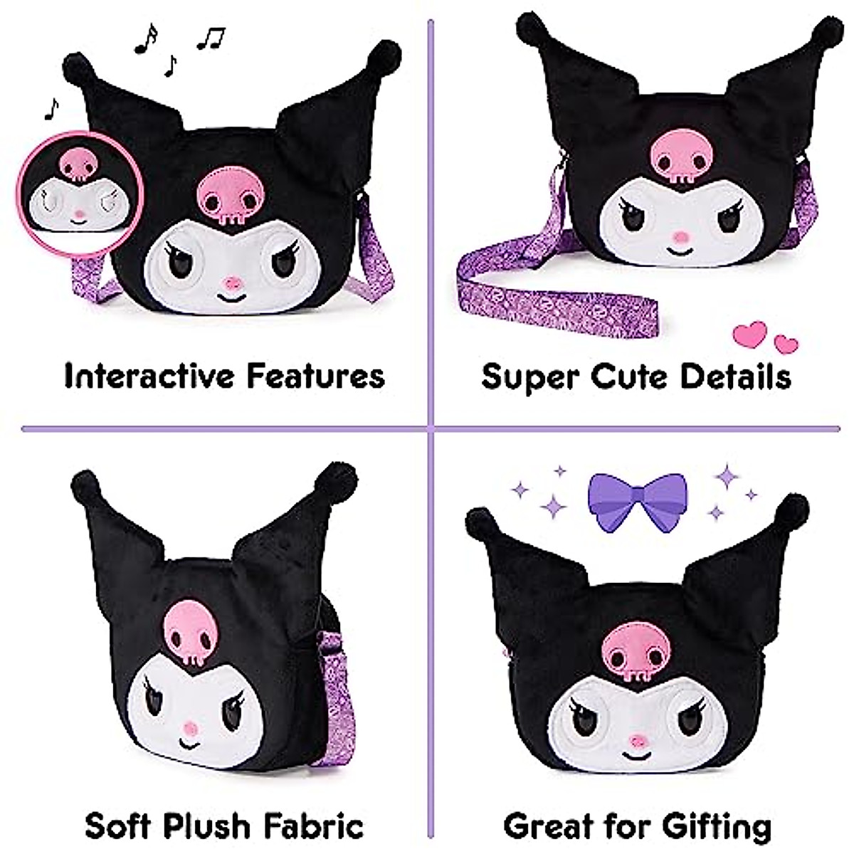 Purse Pets, Sanrio Hello Kitty and Friends, Kuromi Interactive Pet Toy & Crossbody Kawaii Purse, Over 30 Sounds & Reactions, Girls & Tween Gifts