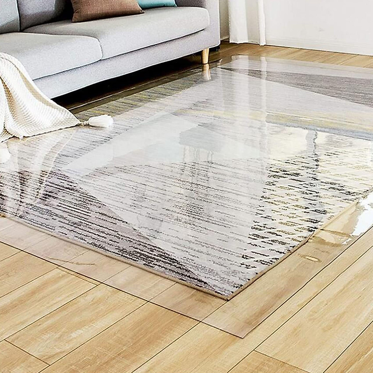 Clear PVC Desk Chair Mat Area Rugs Office Desk Chair/Dining Table Floor Protector Mat, HD Transparent Carpet Hallway Hardwood Floors Mat Protect Pad, Non-Skid, Waterproof, 80/100/120/140cm wide for Of