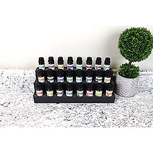 Polar Whale 4 Essential Oil Storage Organizers 3 Tier Display Rack for Home Bathroom Bedroom Office Elegant Modern Durable Black Foam Washable Waterproof Holds 24 Bottles (5ml to 15ml)
