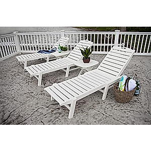 POLYWOOD NAC2280BL Nautical Patio Chaise, Black
