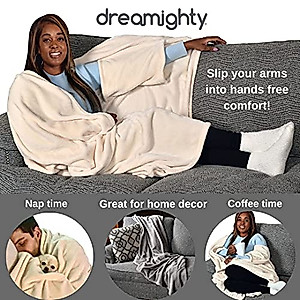 Dreamighty The Wearable Blanket That's Truly a Blanket! Cape and Cozy Throw Blanket in One, Mother s Day Gifts for Mom, Birthday Gifts for Women Who Have Everything, Best Friend, Get Well -Silver Gray