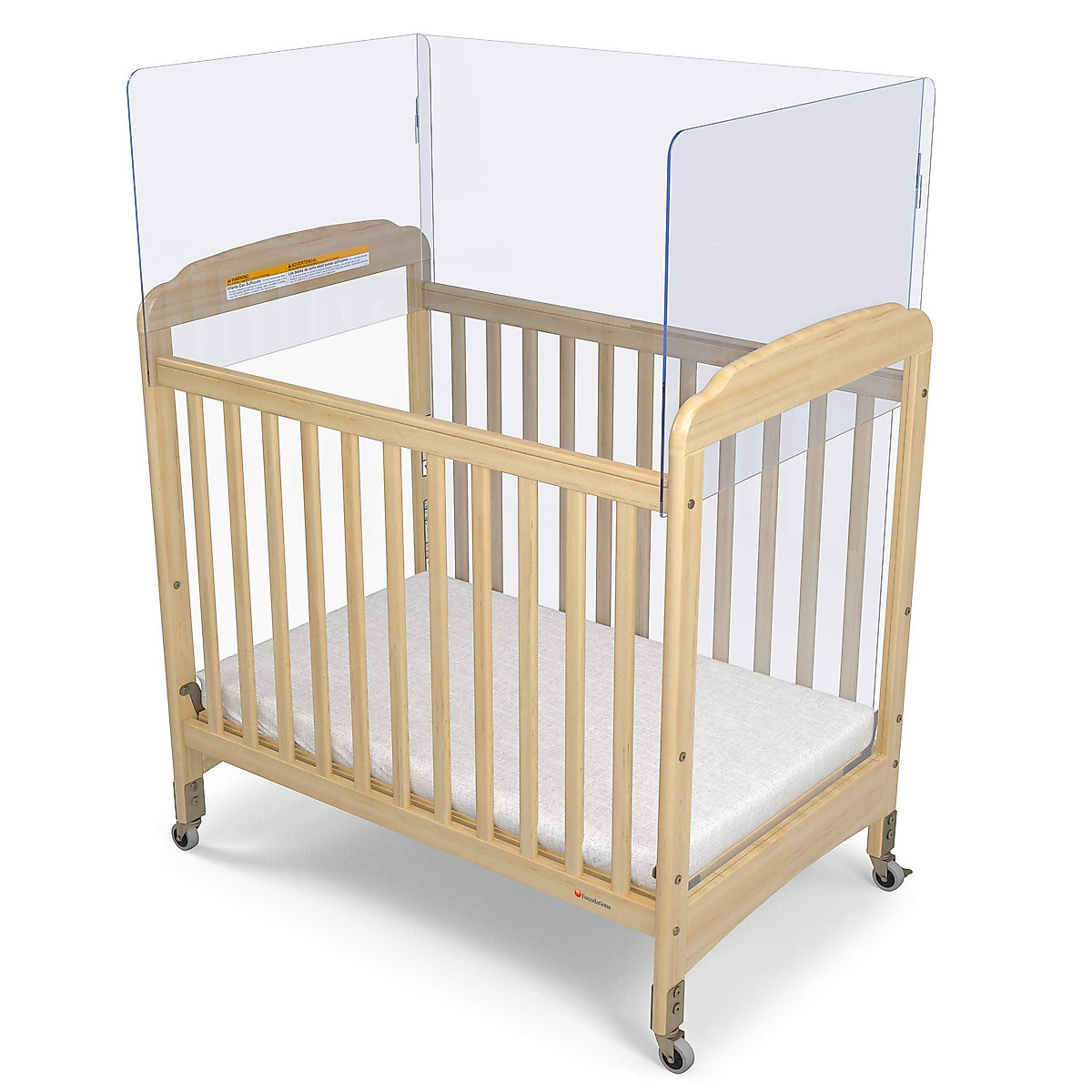 Foundations CareShield 3-Sided Crib Divider for Serenity Cribs, Clear Plexiglass Protective Barrier System for Child Care Centers, Quick Installation, Increases Capacity