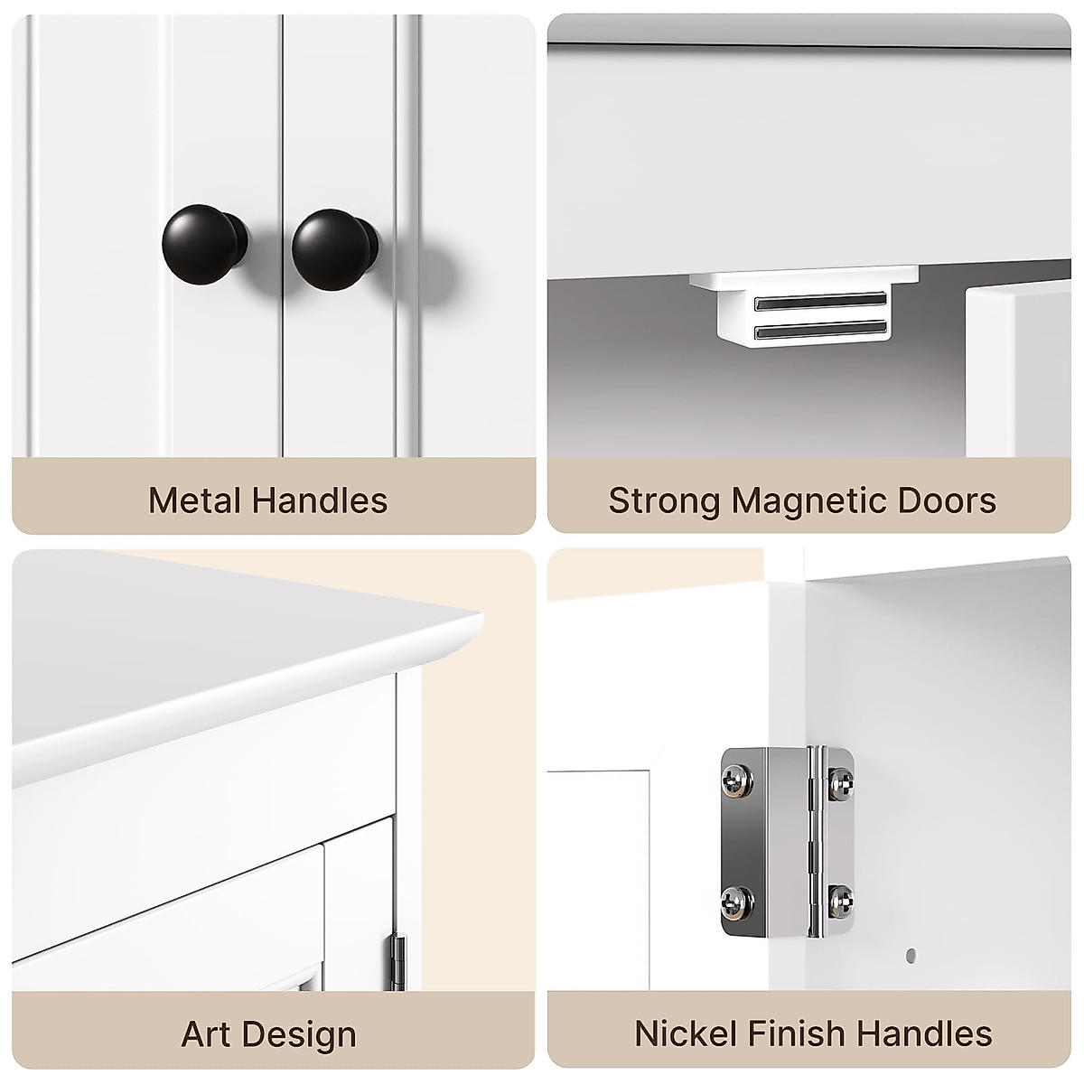 Bealife Bathroom Wall Cabinet with Towels Bar, Wall Mounted Medicine Cabinet with 2 Door and Adjustable Shelves, Space Saver Over Toilet Storage Cabinet for Bathroom Laundry Room Kitchen, White