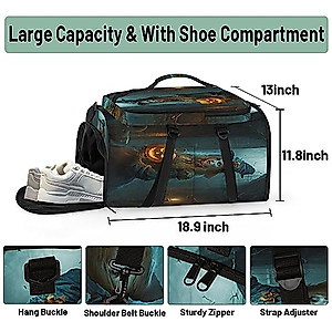 Halloween Witch Watercolor Painting（01） Gym Duffle Bag for Traveling Sports Tote Gym Bag with Shoes Compartment Water-resistant Workout Bag Weekender Bag Backpack for Men Women