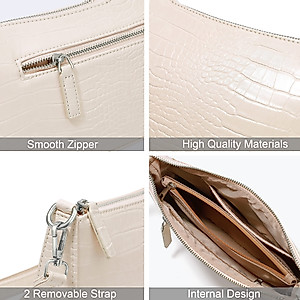 NIUEIMEE ZHOU 90s Shoulder Bag for Women Vegan Leather Crocodile Purse Classic Clutch Handbag