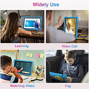 2024 Kids Tablet, 10 inch Android 13 Tablets for Kid Toddler 12GB+128GB 6000mAh Tablet with Shockproof Case, 5G WiFi, Kids Space Parental Control, 1280x800 HD Touchscreen, Bluetooth,Dual Camera -Blue