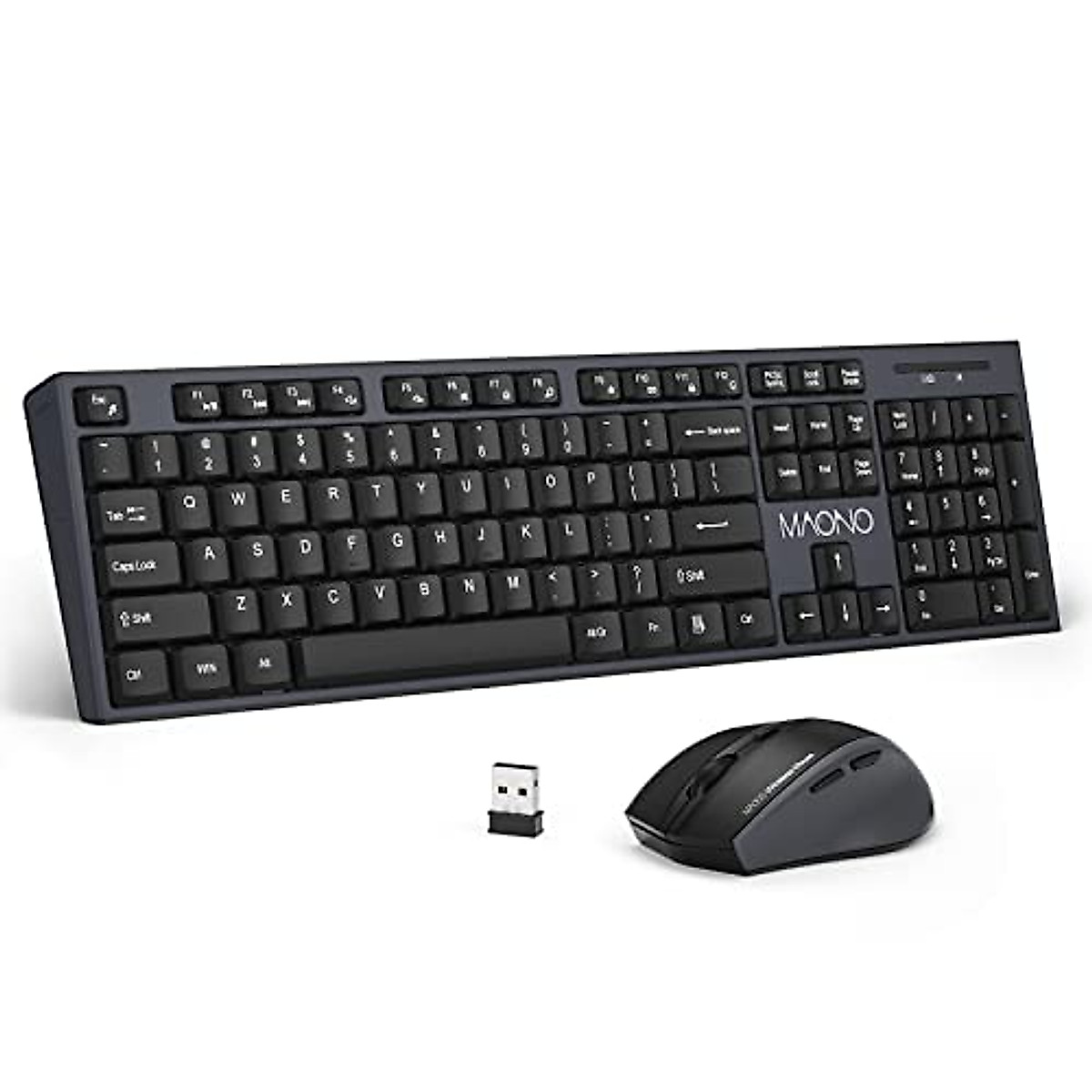 MAONO Wireless Keyboard and Mouse Combo, 2.4G USB Wireless Keyboard Mouse Full Size with Mouse Pad for Laptop, PC, Compatible with Mac, Windows XP/7/8/10, Long Battery Life(Battery Included)