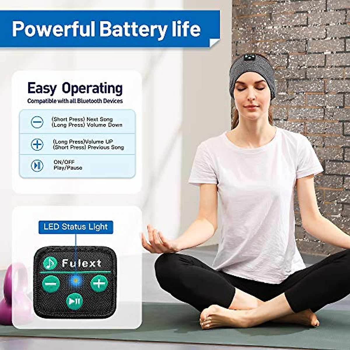 Perytong Sleep Headphones, Bluetooth Sports Headband Headphones with Ultra-Thin HD Stereo Speakers Perfect for Sleeping,Workout,Jogging,Yoga,Insomnia, Air Travel, Meditation