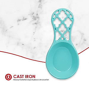 Home Basics Lattice Collection Cast Iron Spoon Rest (Turquoise)