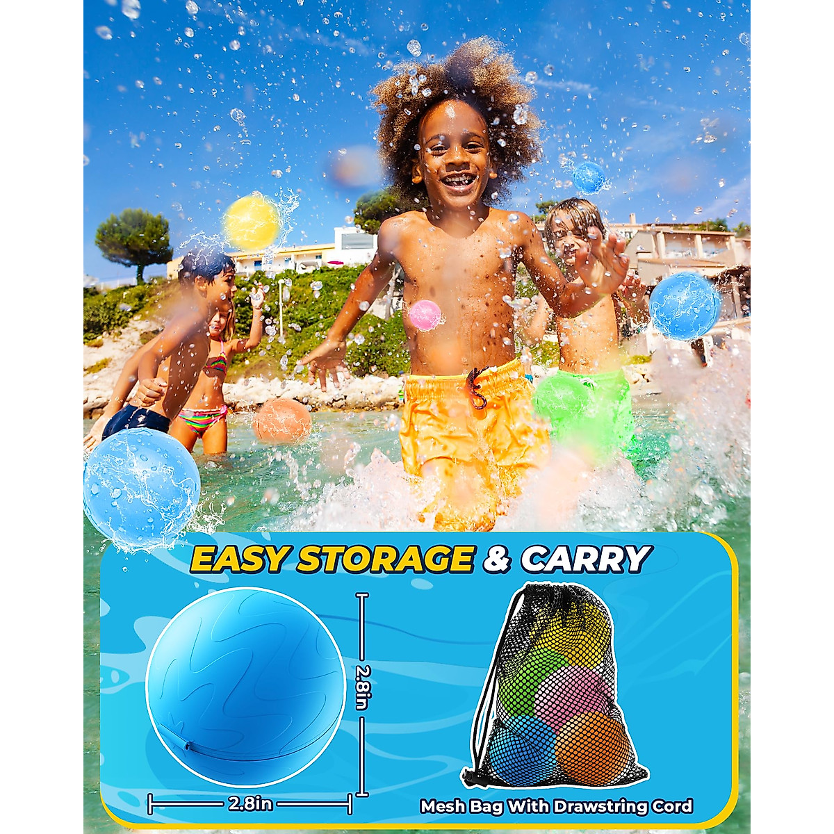 SOPPYCID Reusable Magnetic Water Balloons 15 Pcs, Water Bomb Self-sealing Quick Fill, Summer Outdoor Water Toys for Girls Boys Ages 3+, Outdoor Activities Water Fights, Summer Party, Beach Toys