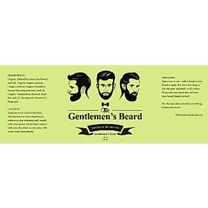 The Gentlemen's Beard Premium Beard Oil - Gentlemen's Scent - Conditioner Softener - All Natural - Softens, Strengthens and Promotes Beard & Mustache Growth - Leave In Conditioner
