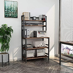 Tribesigns 5-Tier Kitchen Bakers Rack with Hutch, Industrial Microwave Oven Stand, Free Standing Kitchen Utility Cart Storage Shelf Organizer (Rustic Brown)