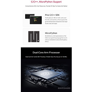 Coolwell Raspberry Pi Pico H Microcontroller Tiny Size Fast Board, Based On Official RP2040 Dual-Core Arm Cortex Processor,Configurable Pin Function