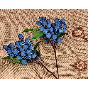 DS. DISTINCTIVE STYLE Artificial Blueberries 4 Pieces Lifelike Faux Fruit Berries Fake Flowers for Decoration (Blue)