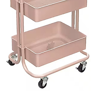 Simply Tidy Lexington 3 Tier Multipurpose Stylish Rolling Storage Cart for Organizing Supplies in Home or Office Spaces, Rose Gold