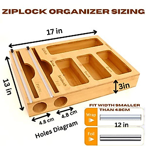 SIREX Ziplock Bag Organizer, Plastic - Ziploc Bag Storage, Zip Lock Bag Organizer for Drawer, Baggie - Sandwich Bag Organizer for Drawer, Bag Storage for Kitchen