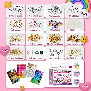 Gionlion 22000Pcs Bracelet Making Kit 4 Boxes - 72 Colors 8/0 Glass Seed Beads and Letter Beads Friendship Bracelet Kit with Crafts Charms for Bracelets Necklace Earring Making
