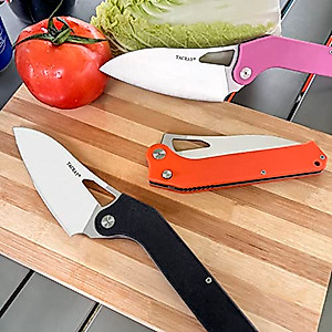 TACRAY Folding Kitchen Chef Knife, Foldable Camping Knife with VG10 Stainless Steel Blade, Anti-skidding and Ergonomic Designed G10 Handle for both Indoor and Outdoor Cooking
