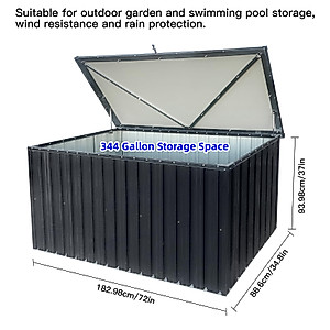 Jintop 72" Outdoor Storage Deck Box Large Out Door and Outdoor Use with Waterproof Roofs and Lockable Doors,344 Gallon Patio Furniture and Store Bench Toolbox for Garden,Terrace,Barbecue,Picnic,Black