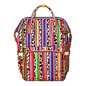 JIU HONG CHAO Diaper Bag Backpack Colorful Cheetah print Diaper Bags with Insulated Bottle Pockets for Baby Care Western Travel Backpack Gifts for Women Mom (leopard stripe)