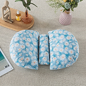 Lemfux Maternity Belly Double Wedge Pillows for Pregnant Women Sleeping, Elegant Small Adjustable Daisy Patterned Pregnancy Pillow for Back Support, 100% Cotton, Ultra Soft, for Side Sleeper